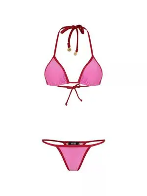 AMIR SLAMA Tie Embellished Triangle Bikini - Pink