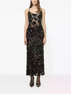 NISSA Sequined Tulle Maxi Dress