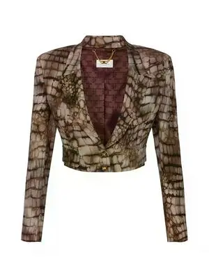 Elisabetta Franchi Alligator-print Cropped Jacket