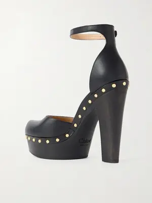Chloé Lola Studded Leather Platform Pumps - Black