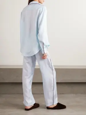 Comme Si Piped Silk-twill Pajama Set
