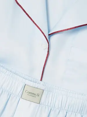 Comme Si Piped Silk-twill Pajama Set