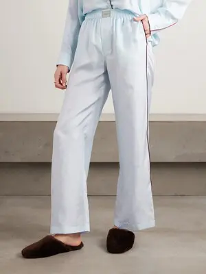 Comme Si Piped Silk-twill Pajama Set