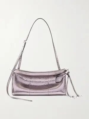 Alaïa Le Click E/w Small Metallic Snakeskin Shoulder Bag