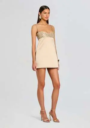 Retrofete Shyla Embellished Mini Dress - Macadamia