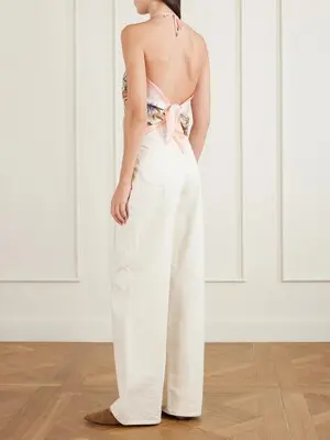 Etro Floral-print Silk-voile Halterneck Top