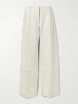 KHAITE Linden Tiered Frayed Linen Pants
