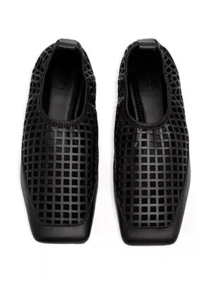 ST. AGNI Perforated Square-toe Ballet Flats