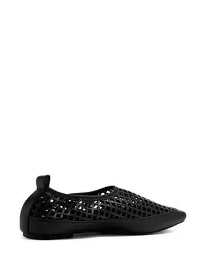 ST. AGNI Perforated Square-toe Ballet Flats