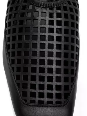 ST. AGNI Perforated Square-toe Ballet Flats