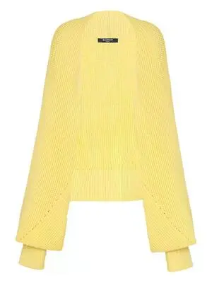 Balmain Ribbed Knit Bolero Cardigan - Yellow