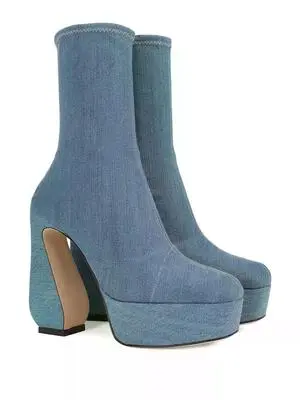 SERGIO ROSSI Platform Block-heel Ankle Boots