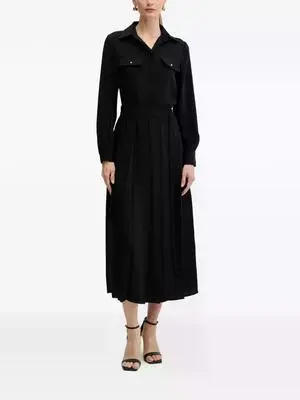 Women's Pleated Shirt Dresses with Pockets