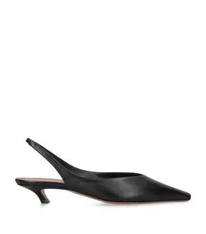 Amina Muaddi Leather Jamie Slingback Pumps