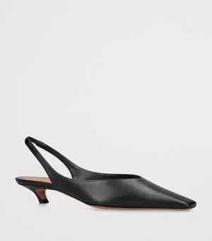 Amina Muaddi Leather Jamie Slingback Pumps
