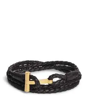 TOM FORD Braided Leather Bracelet - Brown