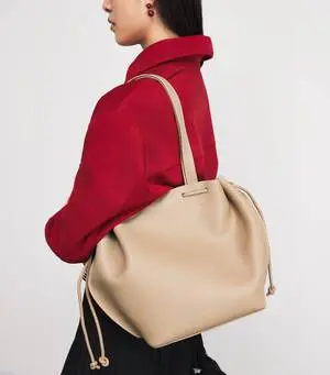 Claudie Pierlot Leather Alban Tote Bag - White