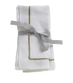 JOANNA BUCHANAN Set Of 2 Linen Embroidered Napkins - White