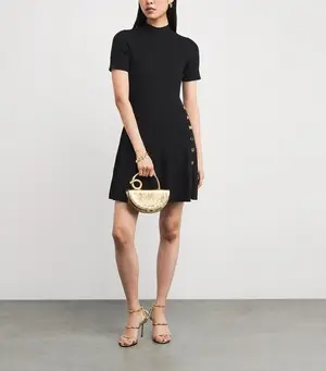 Maje Rib-knit Mini Dress With Embellishments