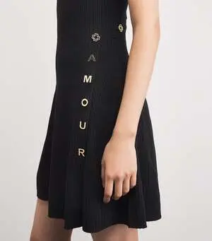 Maje Rib-knit Mini Dress With Embellishments