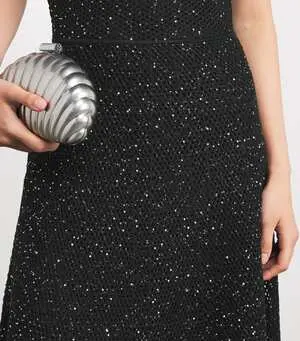 Maje Knitted Rhinestone Maxi Dress
