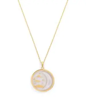 L'ATELIER NAWBAR Yellow Diamond, And Pearl Wish Upon A Moon Necklace - Gold