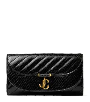JIMMY CHOO Quilted Leather Curve Chain Wallet - Black