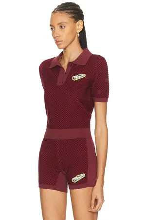 Casablanca Seamless 1/4 Zip Top - Burgundy