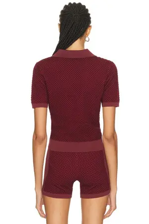 Casablanca Seamless 1/4 Zip Top - Burgundy