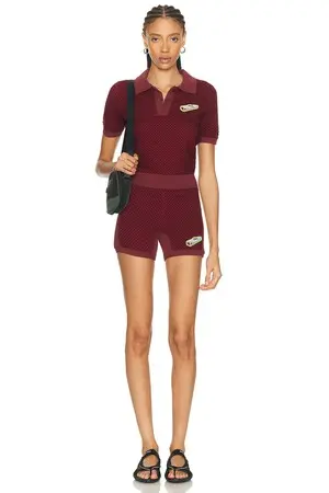 Casablanca Seamless 1/4 Zip Top - Burgundy