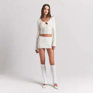 SKIMS Sweater Knits Cable Knit Mini Skirt - Ivory