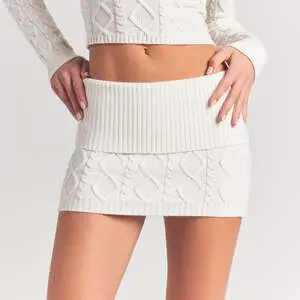 SKIMS Sweater Knits Cable Knit Mini Skirt - Ivory