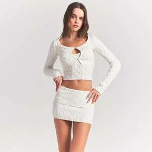 SKIMS Sweater Knits Cable Knit Mini Skirt - Ivory