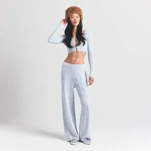 SKIMS Sweater Knits Cable Knit Straight Leg Pant - Zen Blue