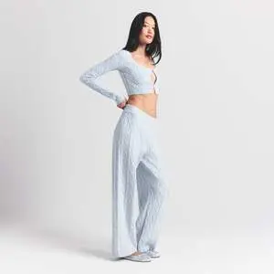 SKIMS Sweater Knits Cable Knit Straight Leg Pant - Zen Blue
