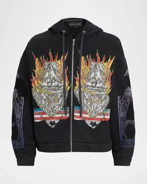 WHO DECIDES WAR Engulfed Memories Cotton Full-zip Hoodie - Coal