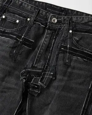 WHO DECIDES WAR WHO DECIDES WAR Exposure Patchwork Slim-Fit Jeans Coal