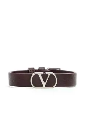 Valentino Garavani Vlogo Signature Leather Bracelet - Brown