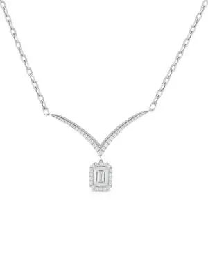 LB EXCLUSIVE Diamond And Emerald Pendant Necklace - Silver