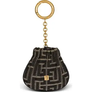 Balmain Pulse Monogram Jacquard Key Ring - Black