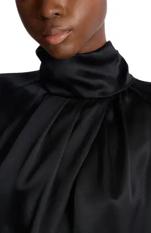 Balmain Draped Silk Blouse - Black