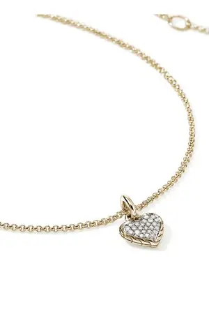 John Hardy 14k Pavé Diamond Heart Pendant Necklace - Gold