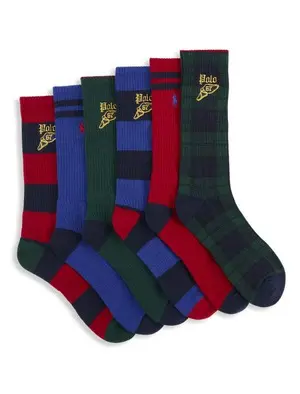 Polo Ralph Lauren Big & Tall 6-pack Tartan Crew Socks - Multi