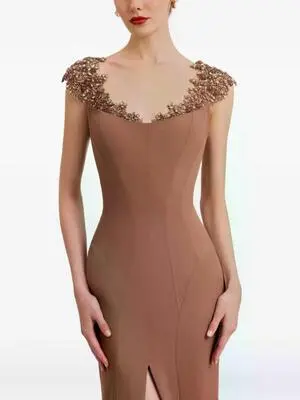 GEMY MAALOUF Beaded Neckline Maxi Dress