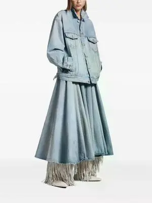 Balenciaga Fringe-Detail Maxi Skirt Blue
