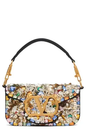 Valentino Garavani Small Locò Vlogo Paillette And Crystal Shoulder Bag