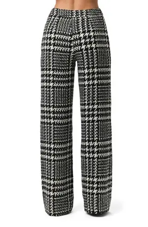 Naked Wardrobe Houndstooth Plaid Straight-leg Pants