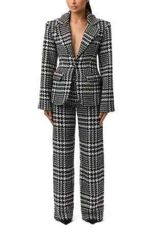 Naked Wardrobe Houndstooth Plaid Straight-leg Pants