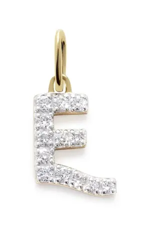 Monica Vinader Lab Grown Diamond Initial Pendant Charm - 14k Gold E