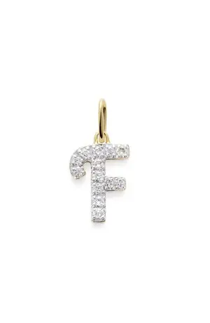 Monica Vinader Lab Grown Diamond Initial Pendant Charm - 14k Gold F